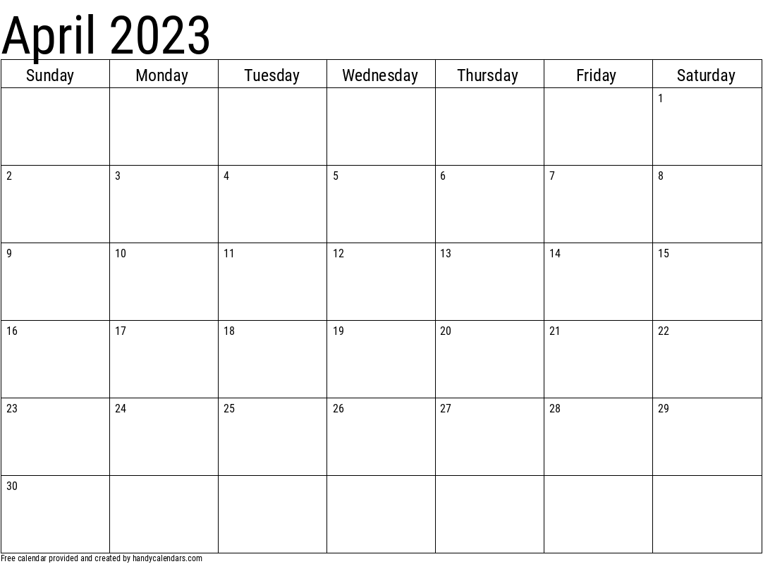2023 April Calendars Handy Calendars