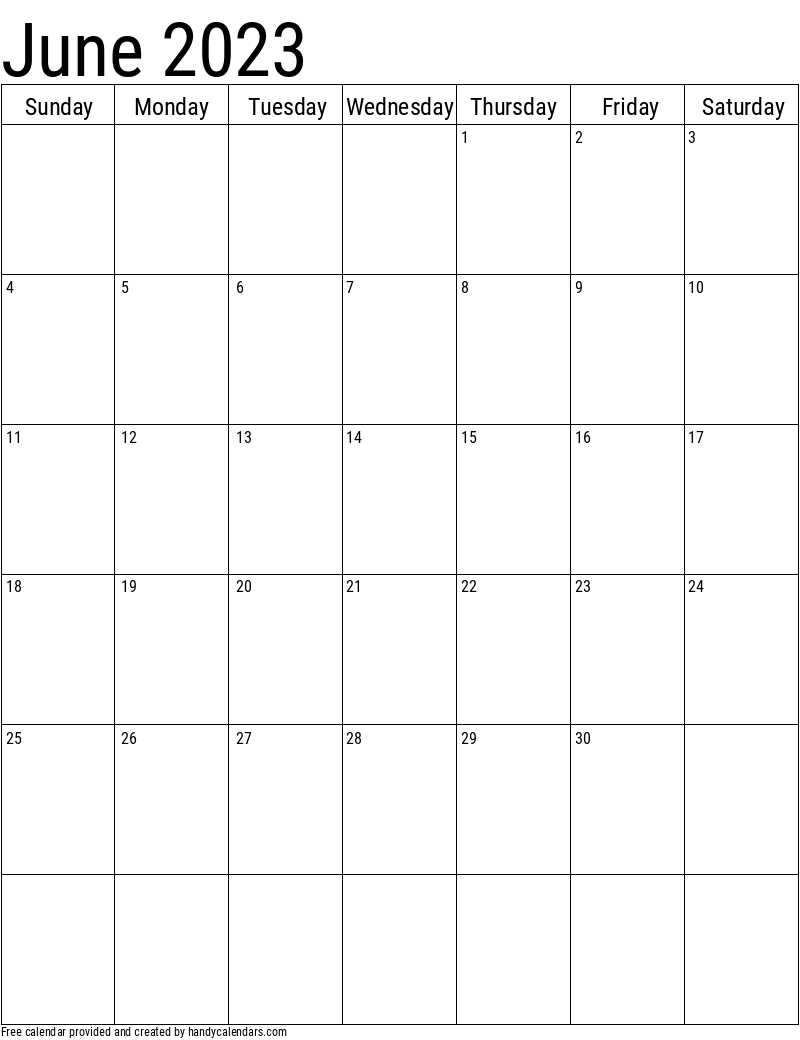 2023 June Calendars Handy Calendars