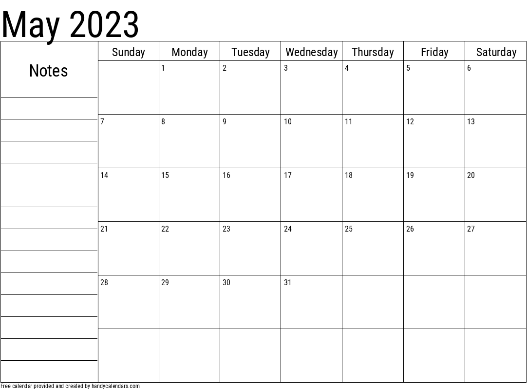 2023 May Calendars Handy Calendars