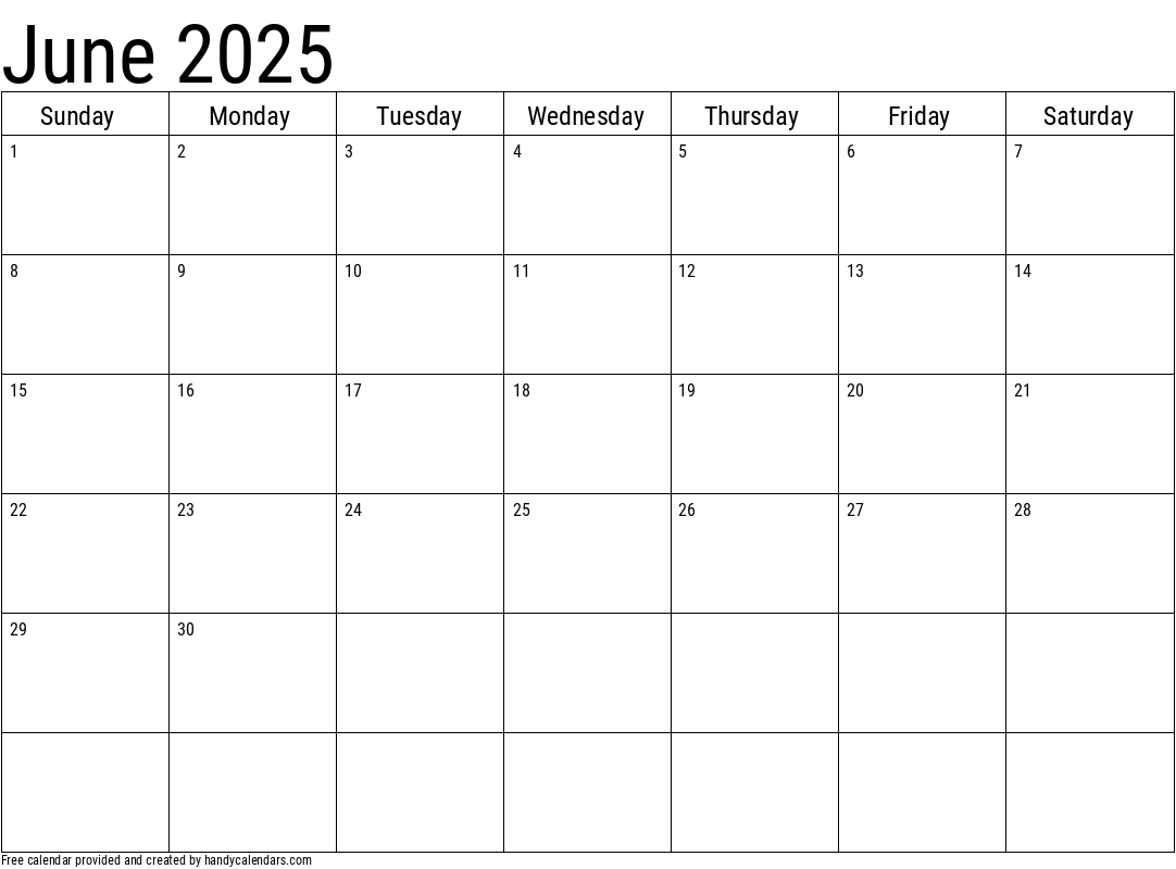 2025 June Calendars Handy Calendars